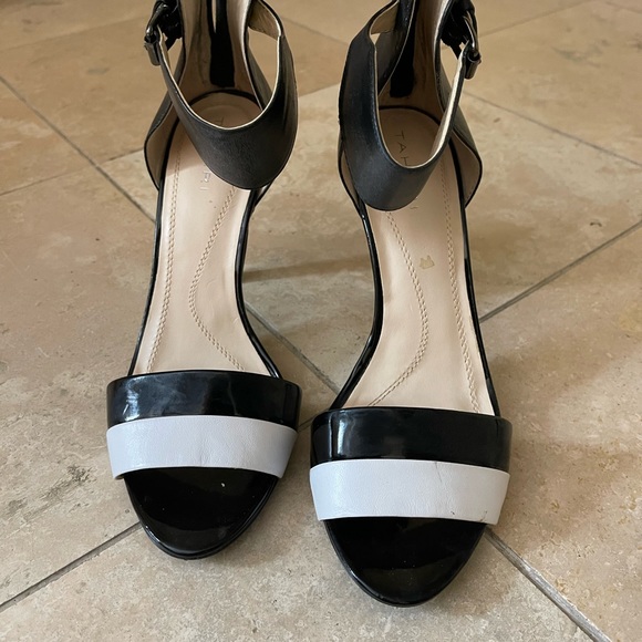 Tahari | Shoes | Tahari Black And White Ankle Strap 25 Inch Heel | Poshmark